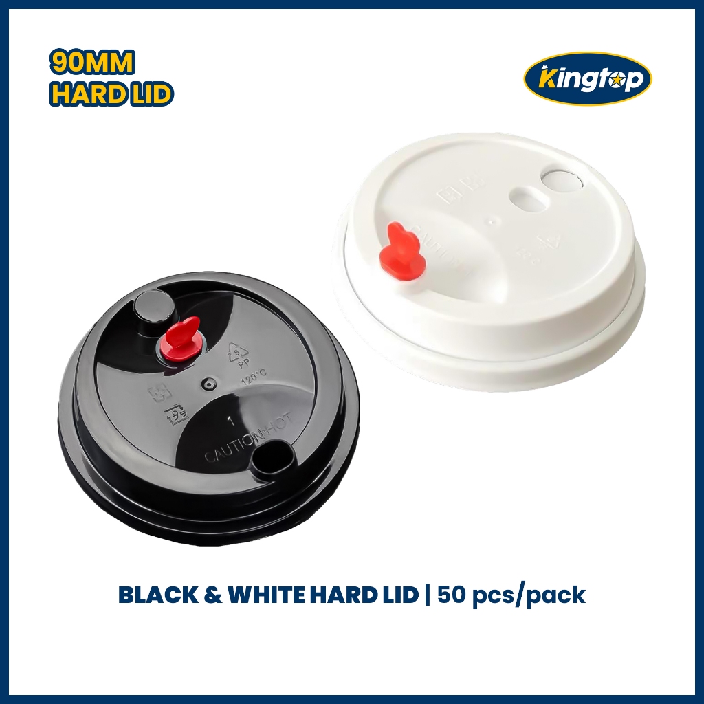 50pcs 90mm Hard Lid With Red Heart Black and White Disposable Milktea ...