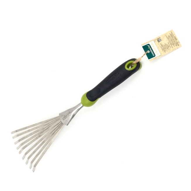 GARDENLINE Small Hand Rake Stainless Steel With Non-Slip Handle ...