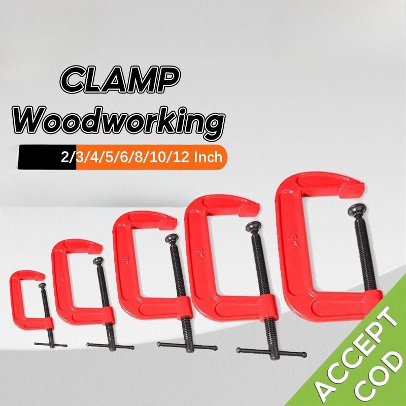 Adjustable 2"–12" Metal C-Clamp –Heavy-Duty G-Clamp for Woodworking ...