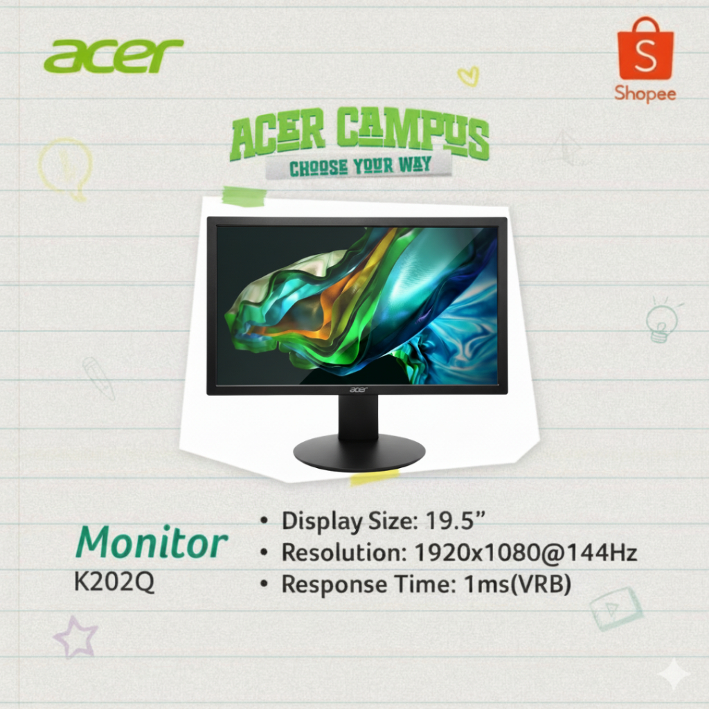 Acer K202Q bi 19.5" HD Monitor | 75Hz | Shopee Philippines