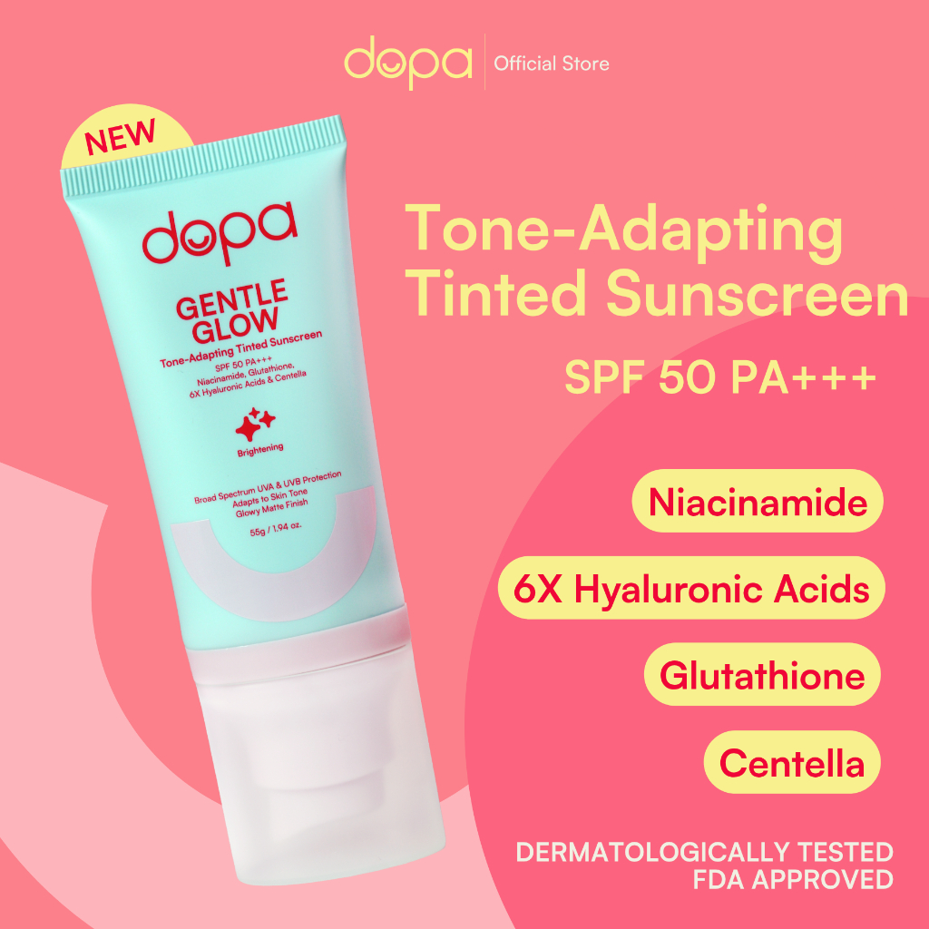dopa Gentle Glow Tinted Sunscreen [55g] -Tone-Adapting, Sun Protection ...