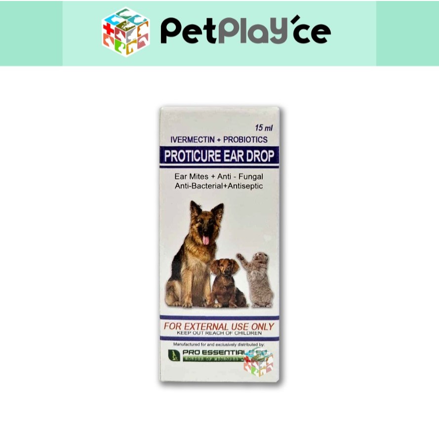 Proticure Ear Drops 15ml Ear Mites+Anti-fungal Anti-Bacterial ...