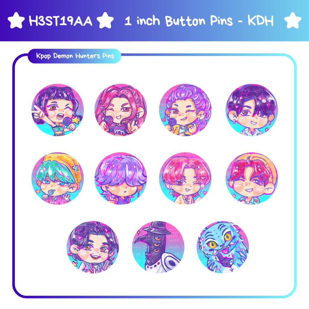 Kpop Demon Hunters (KDH) 1 inch / 25 mm Button Pins by H3st19aa ...