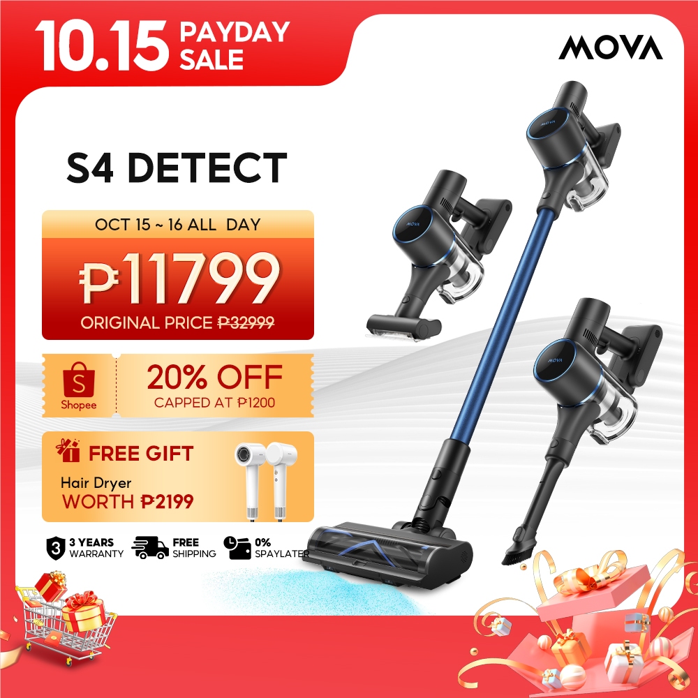 MOVA S4 Detect Cordless Vacuum Cleaner Bendable 20Kpa LED Laser Detect ...
