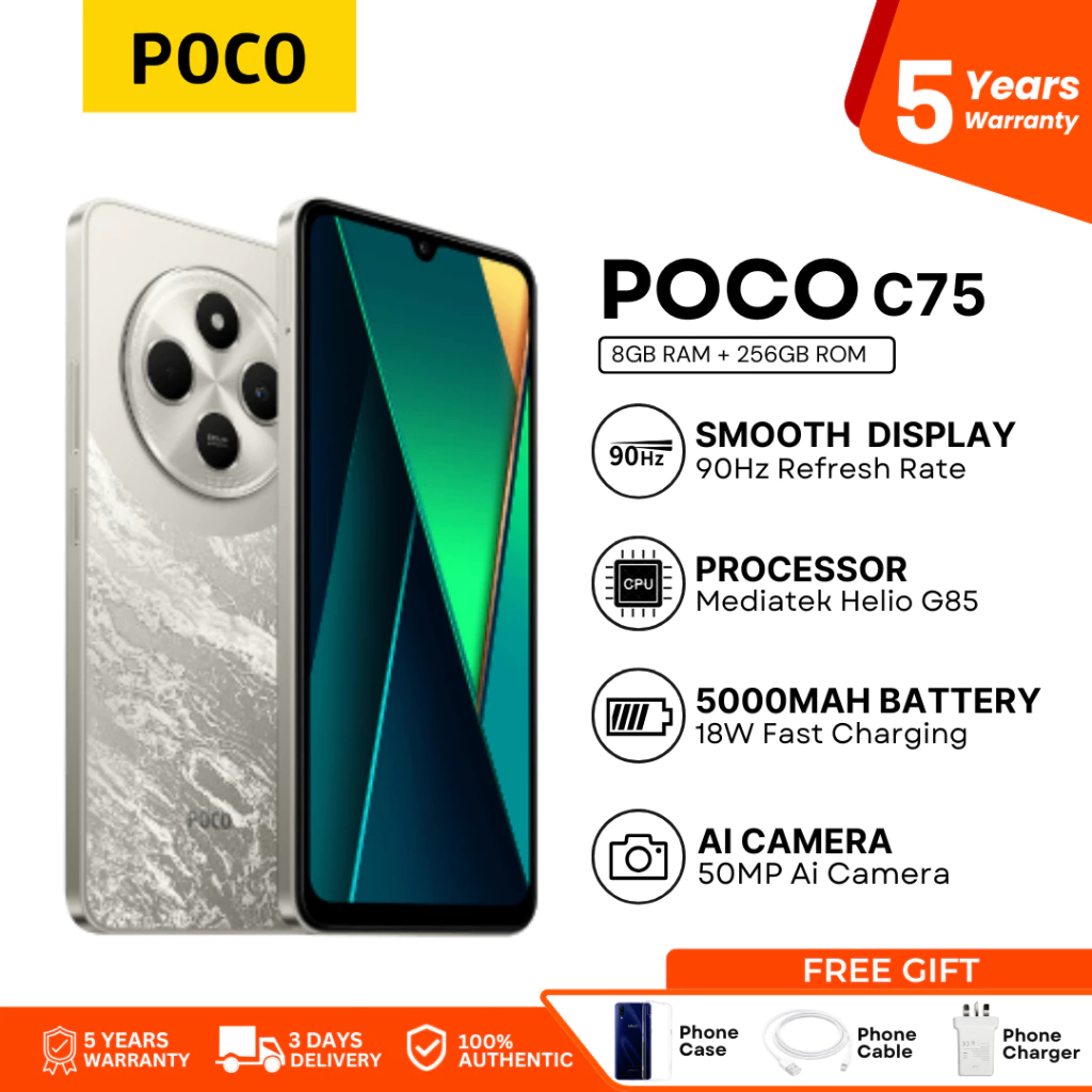 POCO C75 5G Smartphone 16GB + 512GB 50MP AI Triple Camera Smooth 6.74 ...