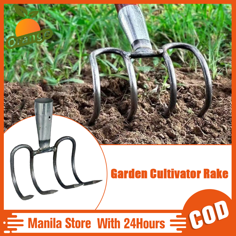 4 Teeth Steel Gardening Tool Hand Cultivator Rake Loosening Soil Tool ...