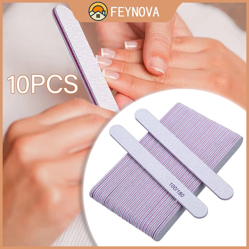10pcs Purple Core Nail Buffer File Two-Way Nail Sanding Stick for ...