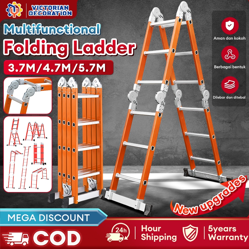 Ladder foldable aluminum step heavy duty hagdanan ladder folding stair ...