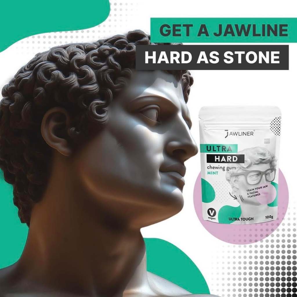 JAWLINER CHEWING GUM reduce chin fat, lift the nose, fix face asymmetry ...