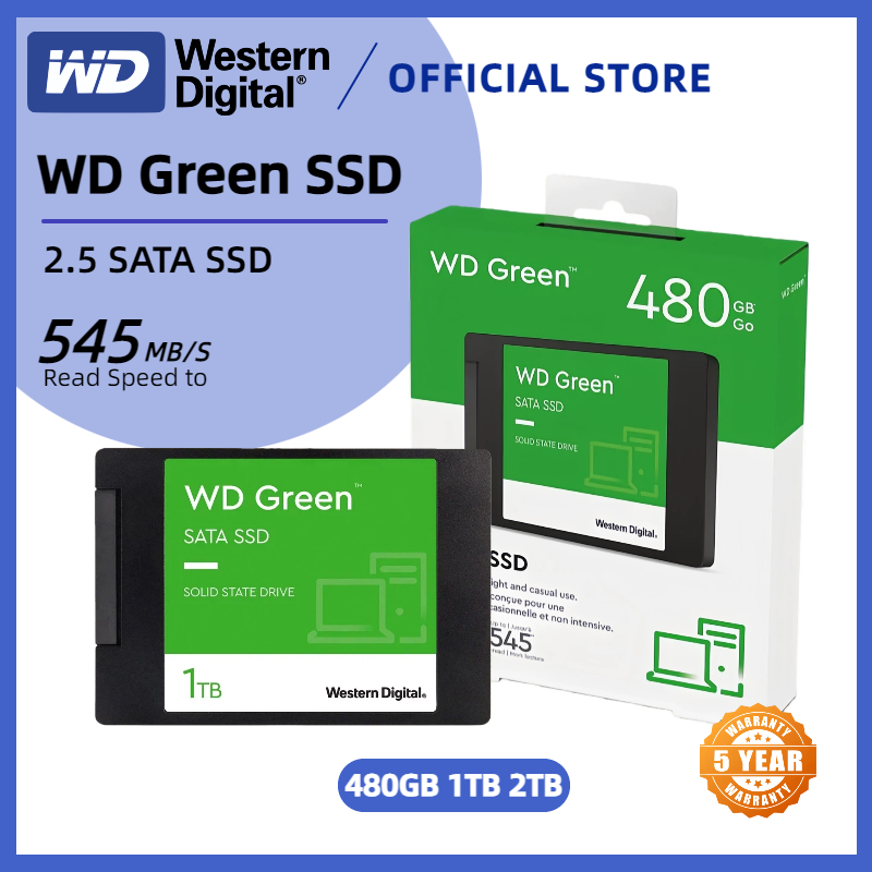 Western Digital WD Green SSD 2.5" High-Speed 500GB 1TB 2TB SATA III 6Gb ...