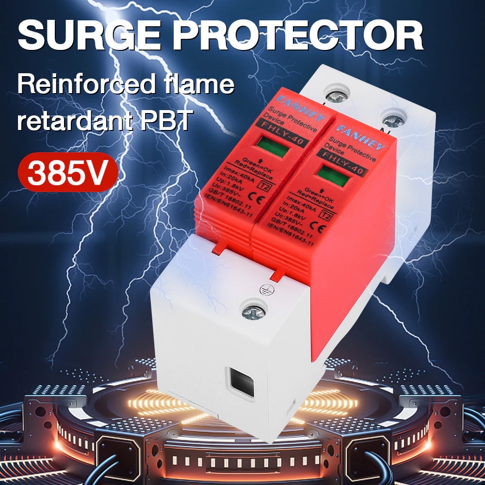 AC 385V 40KA SPD Surge Protective Device Voltage Protector Solar PV ...