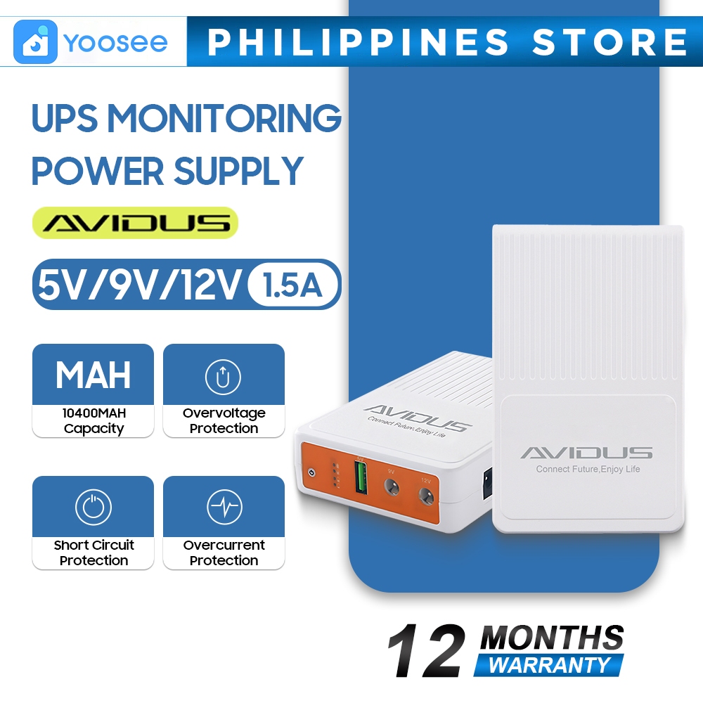AVIDUS 12V 1.5A 10400mAh UPS Battery Backup for WiFi Router Modem and ...