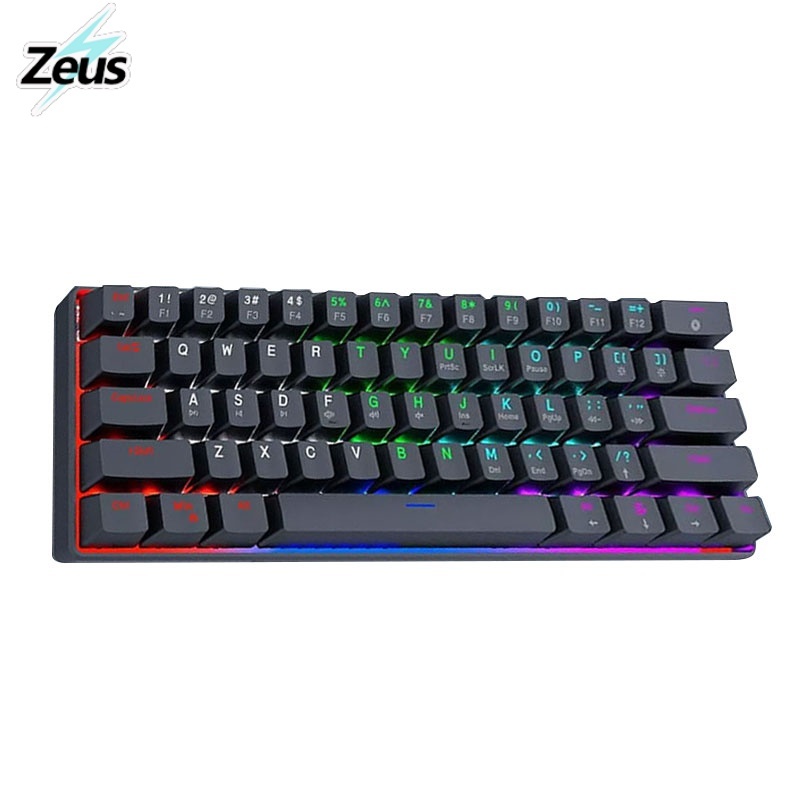 Zeus Z-G61 Wireless Mechanical Keyboard Bluetooth Tri-Mode With Brown ...