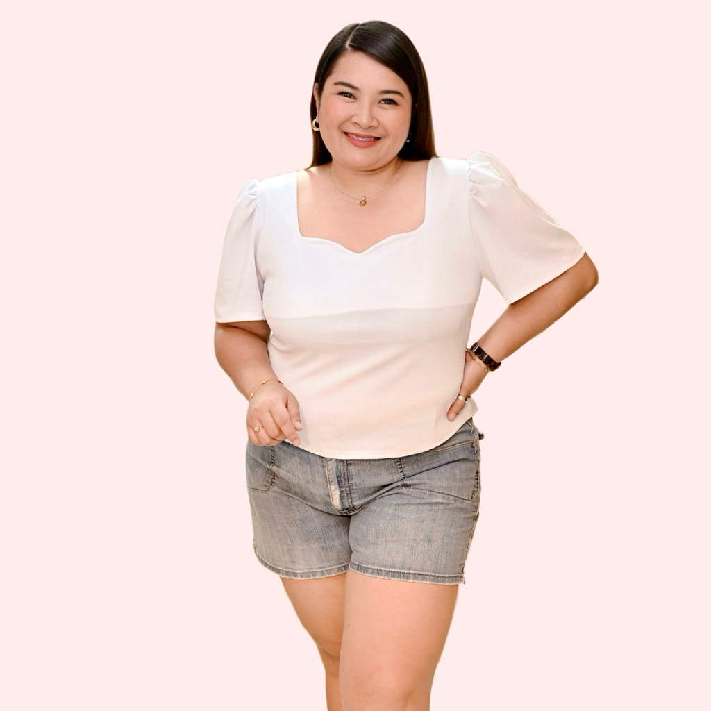(2XL TO 4XL body frame) HEART CROPTOP PLUS SIZE CREPE fabric one size ...