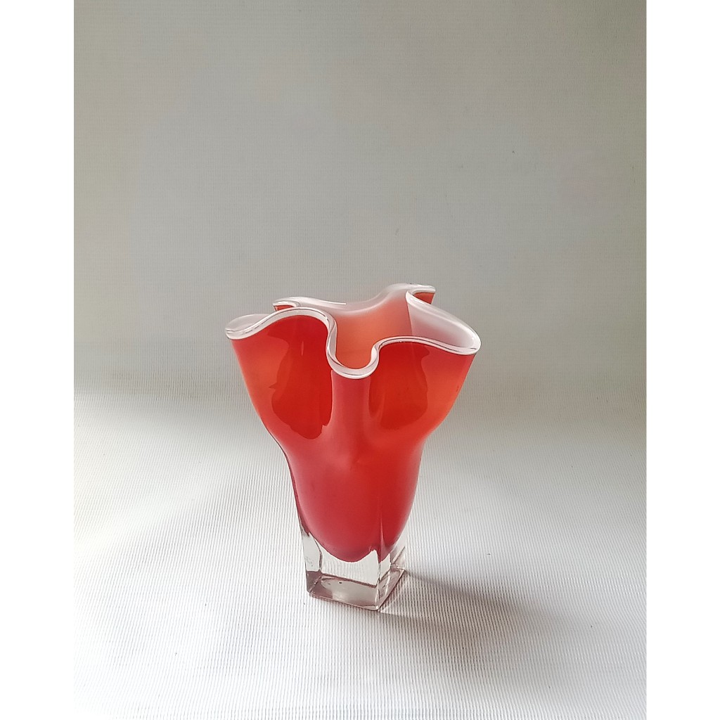 5.5" Red & White Glass Vase Glass Art from Japan | Shopee Philippines
