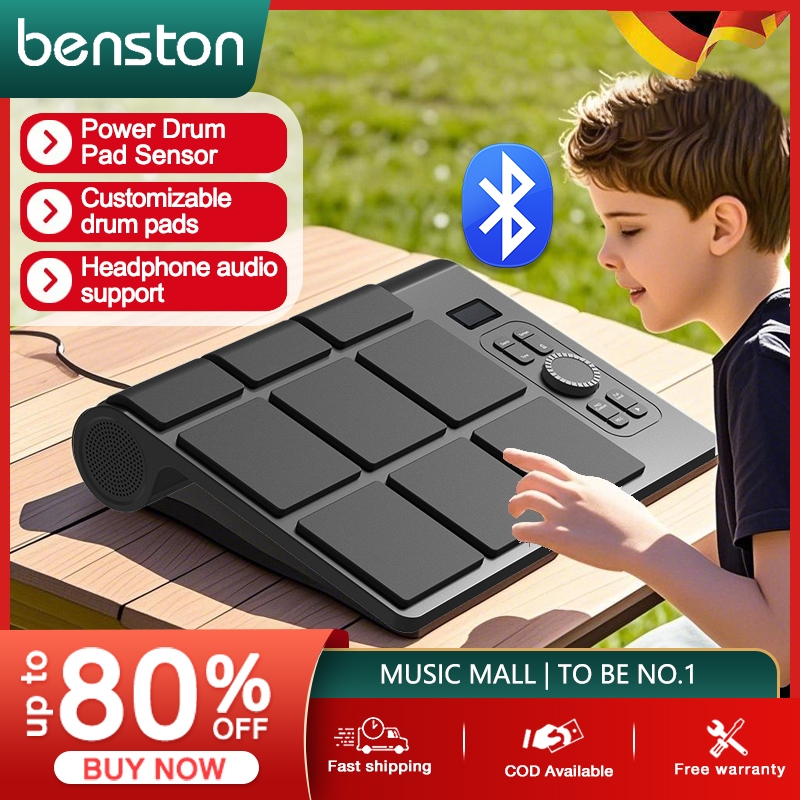 Electronic Drum Pad 9 Velocity-Sensitive Pads, Color Lights, MIDI ...