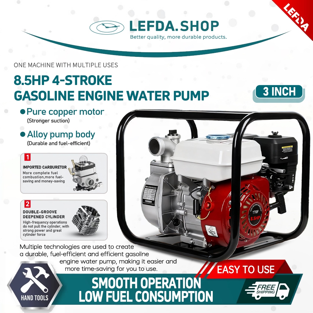4-Stroke Gasoline Engine Water Pump Heavy 8.5HP Duty High Engine Power ...