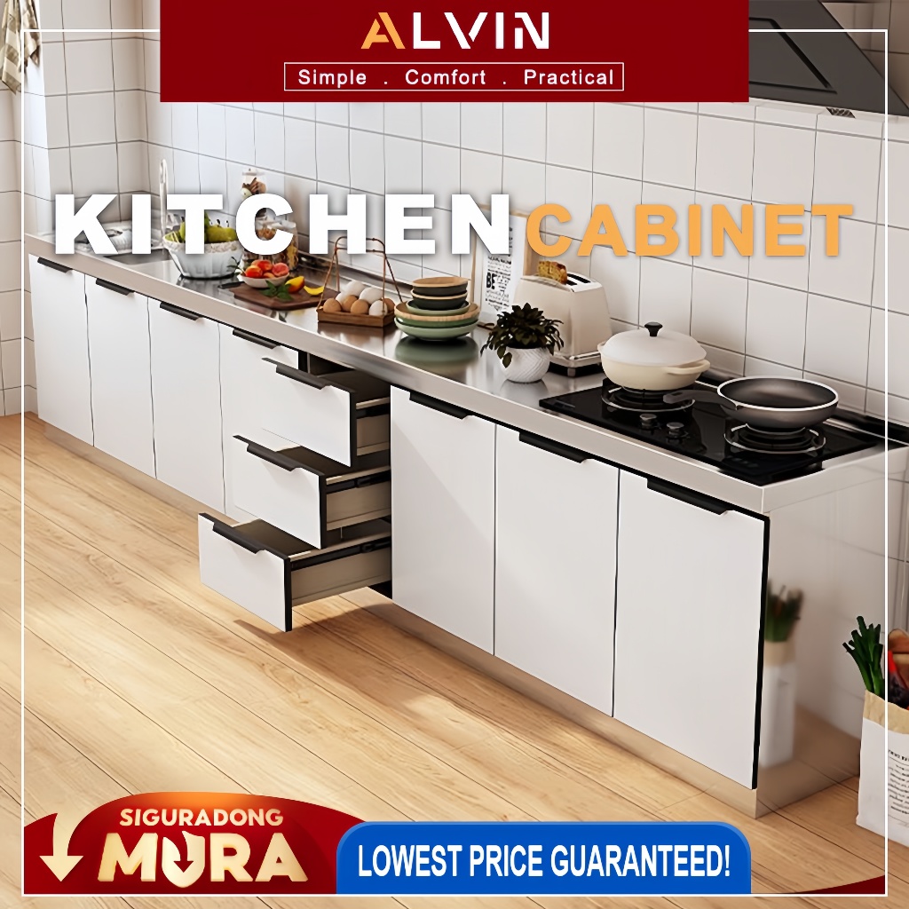 ALVIN Stainless Steel Kitchen Cabinet Set Simple Gas Stove Storage ...