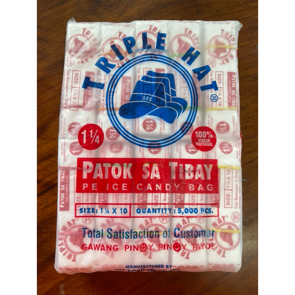 (5000 pcs) 1 x 1/4 inches Triple Hat Patok Ice Candy Bag 1 Bundle ...