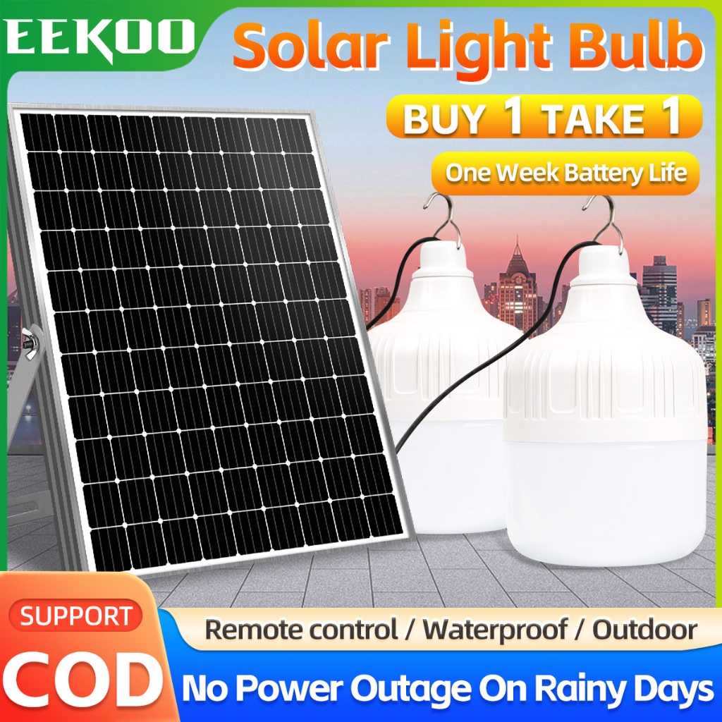EEKOO 500W Solar Emergency Light Bulb Waterproof Outdoor Camping ...