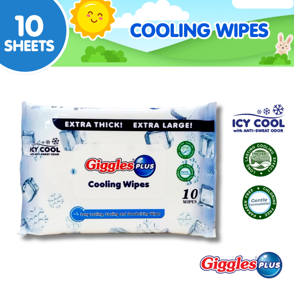 Giggles Plus Cooling Wipes 10 Sheets – Refreshing, Gentle, Moisturizing ...