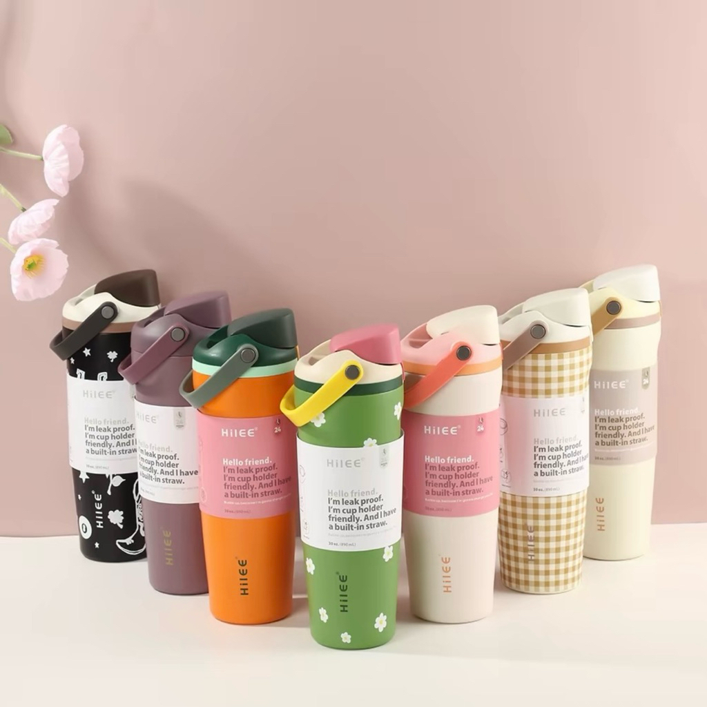 [WITH HANDLE] HILEE Free-Sip Sway Edition Insulated Stainless Tumbler ...