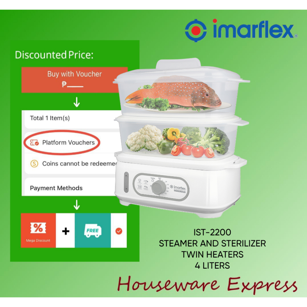 Imarflex IST2200 Electric Food Steamer Multi-Purpose IST-2200 (Houseware Express) | Shopee ...