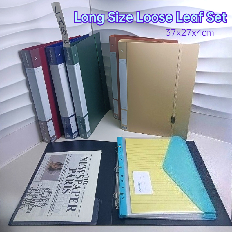 Long 3Ring Binder Loose Leaf Folder Thicken PP Binder File Cover With ...