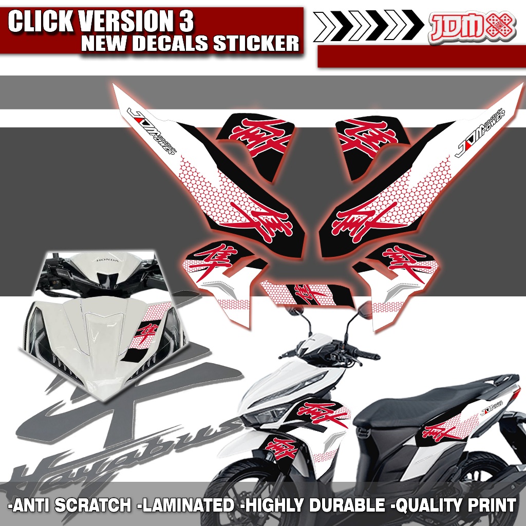 HAYABUSA DESIGN DECALS STICKER FOR HONDA CLICK VERSION 3 MOTORCYCLE ...