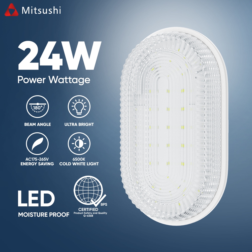 Mitsushi LED Moisture Proof Wall Lamp Kitchen Bathroom sky round oval ...