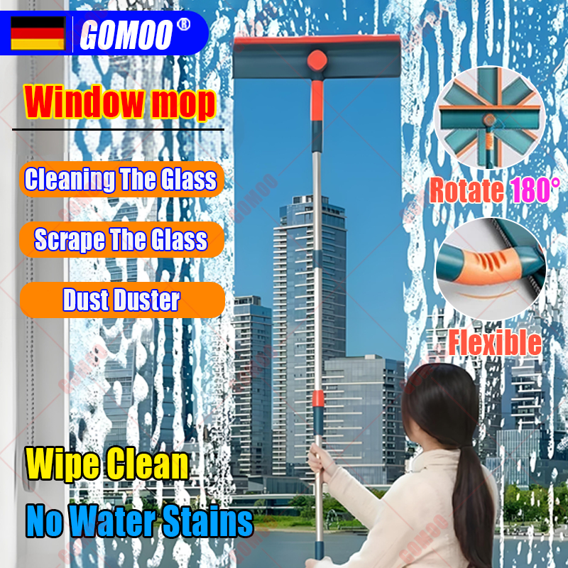 3in1 Window Dust Remover With Wiper Strip 140cm Mop Double-Sided Clean ...