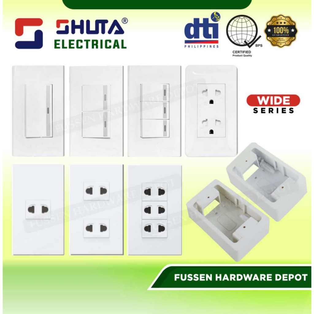 SHUTA Wide Series Switch&Outlet 1gang 2gang 3gang | Shopee Philippines