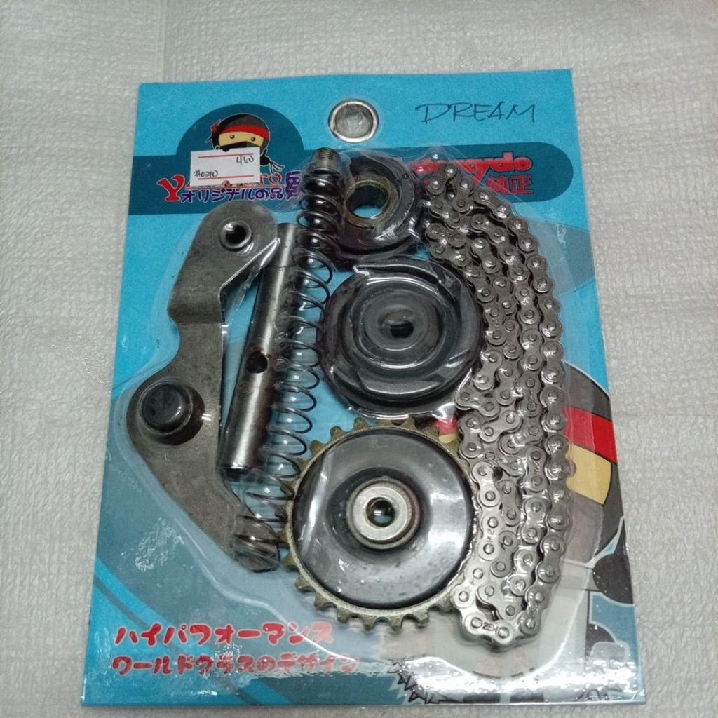 TIMING CHAIN WITH ROLLER GUIDE AND TENSIONER SET HONDA DREAM YAKIMOTO ...