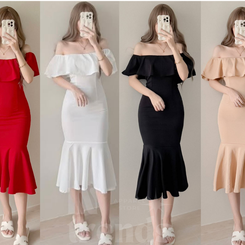 MISTY 4 WAY DRESS | below the knee length | ruffled fish tail | off ...