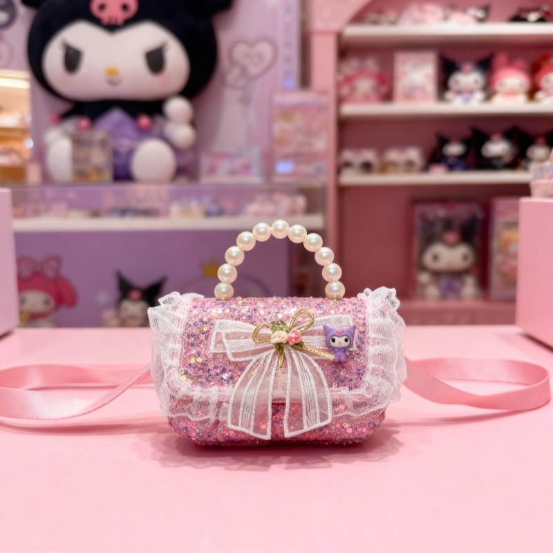 Korean Children's sequined Bag Kuromi Shoulder Bag Cute Handbag Little ...