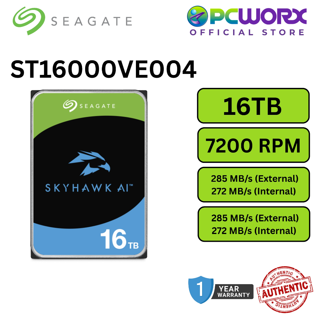 Seagate ST16000VE004 16TB Skyhawk AI 7200RPM 3.5" Hard Disk | Shopee ...