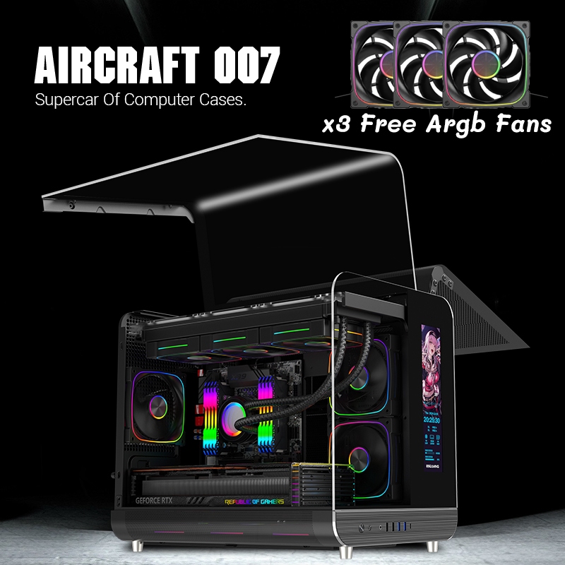 Esgaming Aircraft 007 PC Case Build-in 3 ARGB Fans Panoramic Curved ...