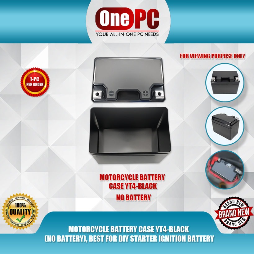 ONEPC MOTORCYCLE BATTERY CASE YT4-BLACK (NO BATTERY), BEST FOR DIY ...