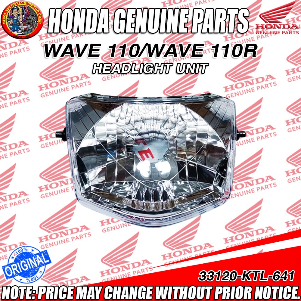 WAVE 110/110R HEADLIGHT UNIT (HPI) (GENUINE: 33120-KTL-641) | Shopee ...