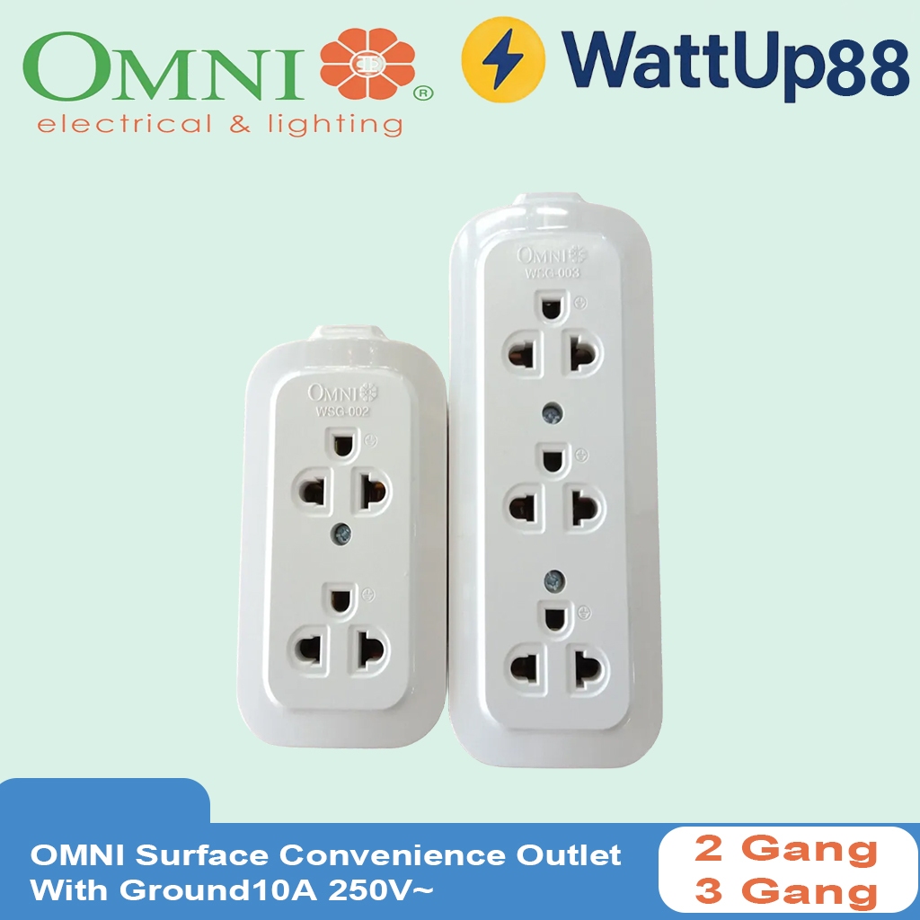 OMNI Surface Convenience Outlet w/ Ground 10A 250V 2 / 3 Gang WSG-002 ...