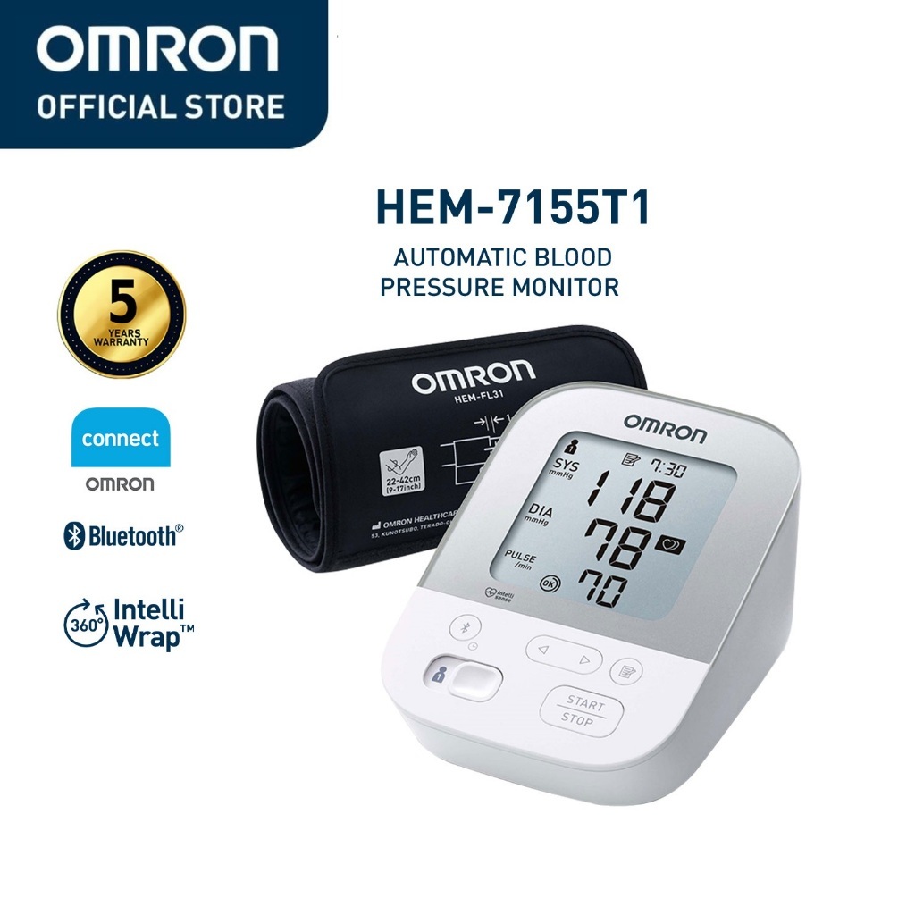Omron HEM-7155T Automatic Upper Arm Blood Pressure Monitor BPM Digital w/ Bluetooth ...