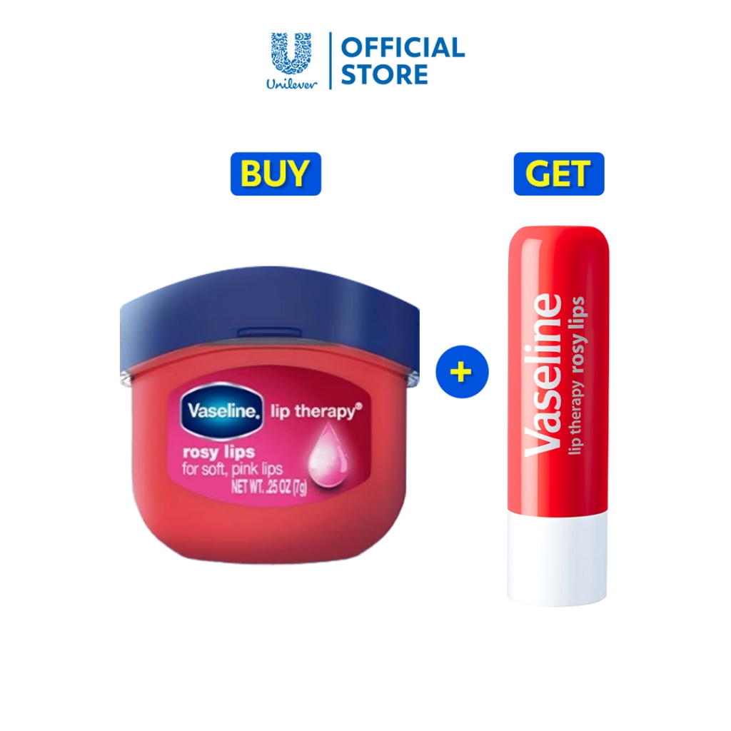 [EXCLUSIVE BUNDLE] Vaseline Rosy Lips Lip Balm Tub with Petroleum Jelly ...