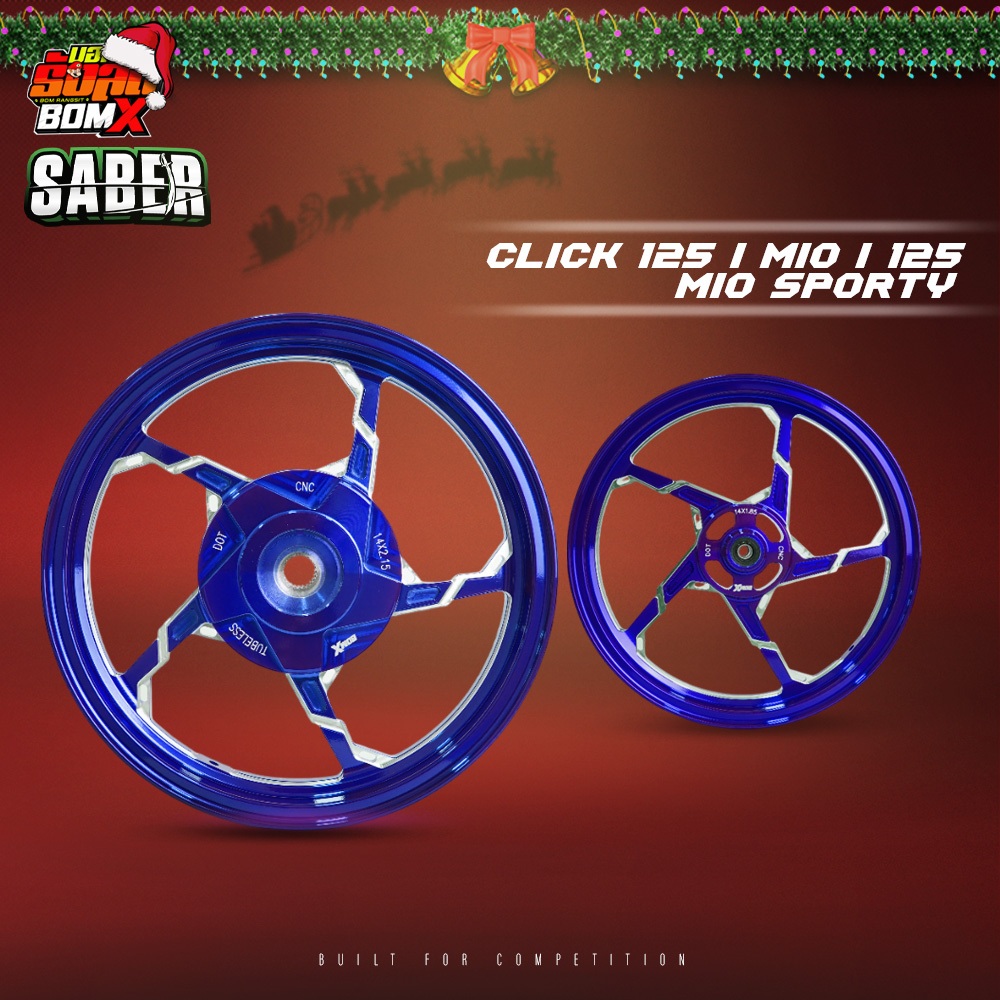 Bom Rangsit BomX Saber Cnc Mags Click 125/150| Mio/Sporty 14s 5 Spokes ...