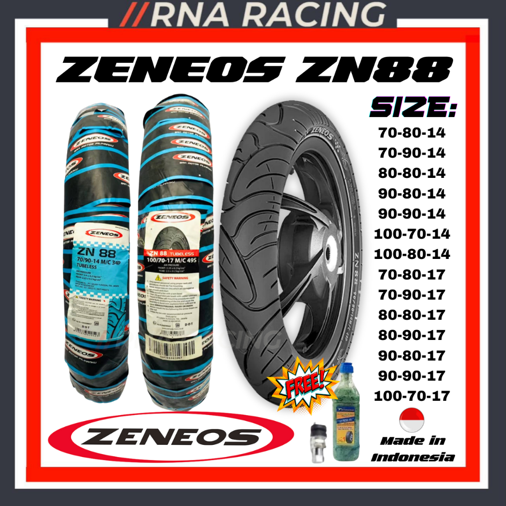 Zeneos ZN88 Motorcycle Tire Gulong Tubeless Rim 17 14 with Free Tire ...