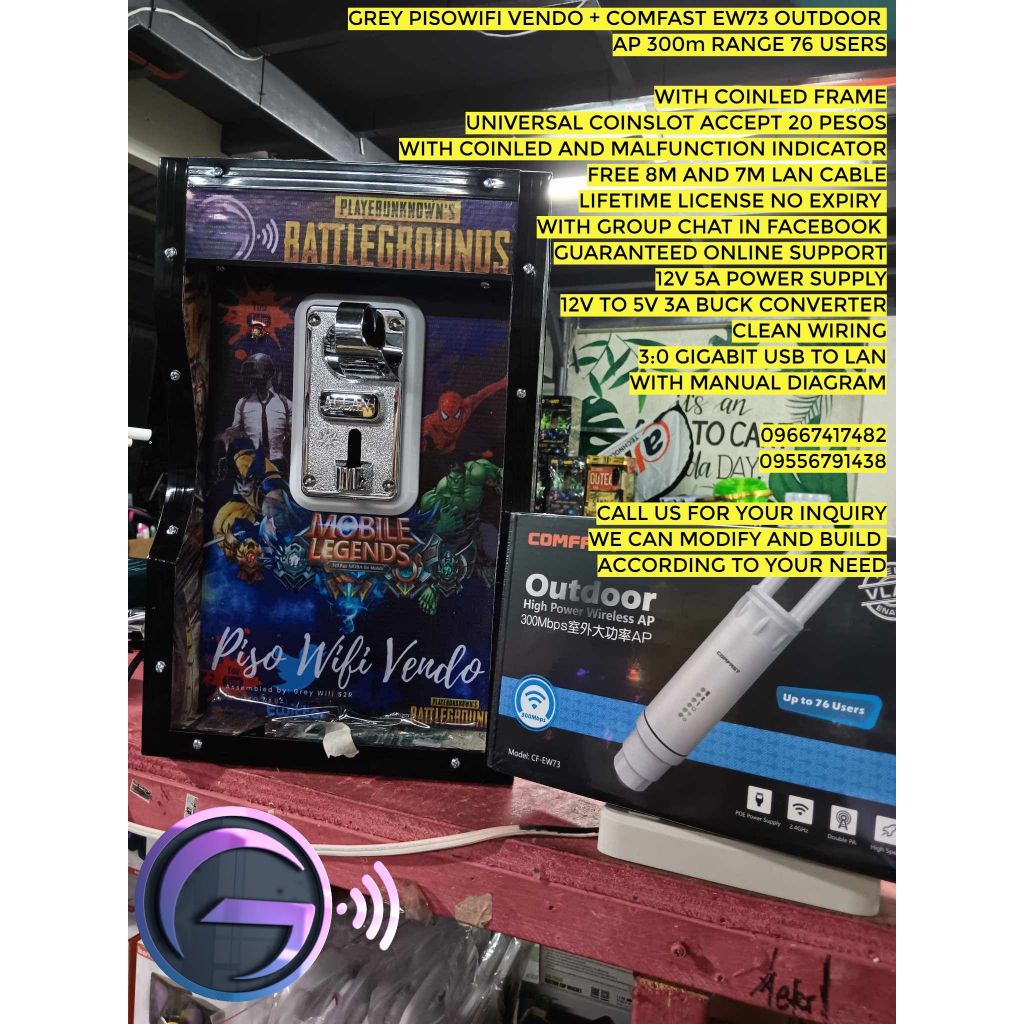 Grey Wifi Vendo + Comfast EW 73 Access Point (with Tarpaulin) | Shopee ...