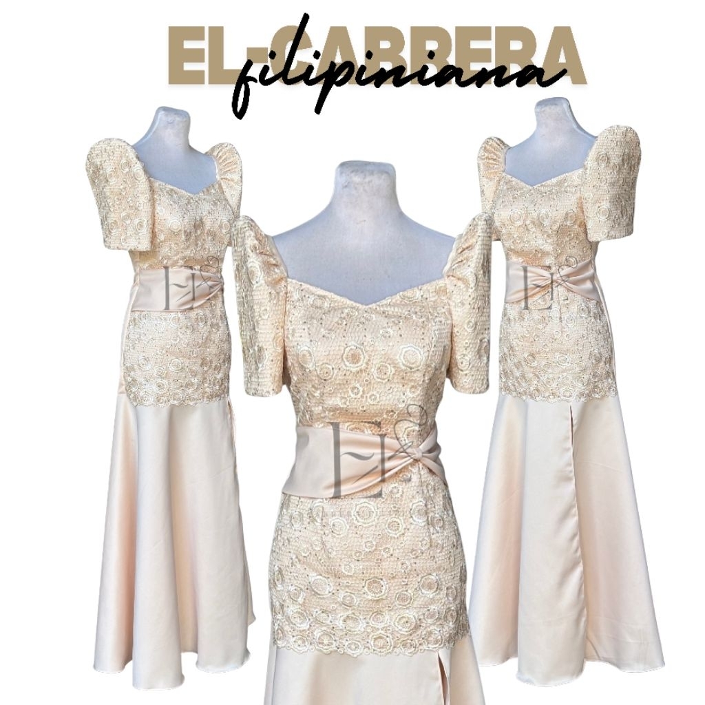 LACY FISH CUT TAIL MODERN FILIPINIANA GOWN | Shopee Philippines