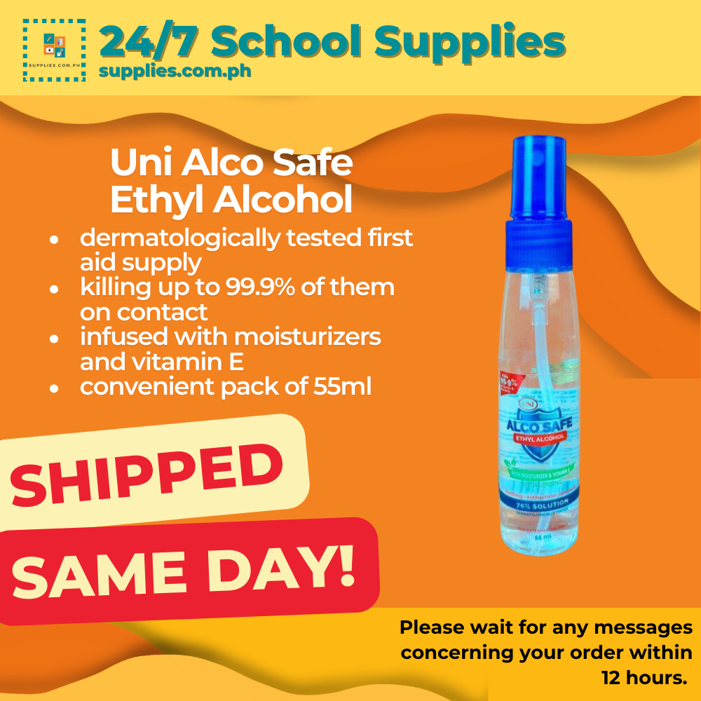 Alco Safe (Uni) Ethyl Alcohol 70% Solution 55ml Dermatologically tested ...