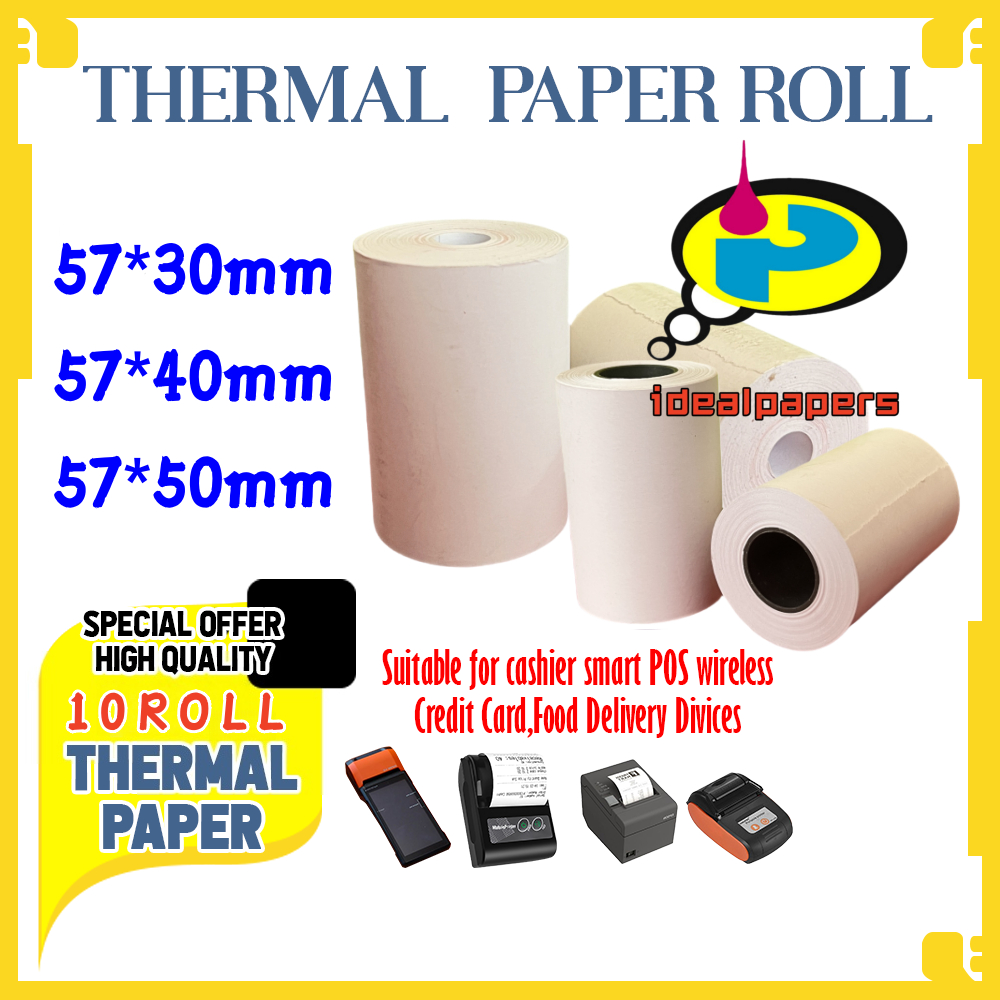 10ROLL Foodpanda Thermal Paper Credit Card Paper ( size 57x30mm / 40mm ...