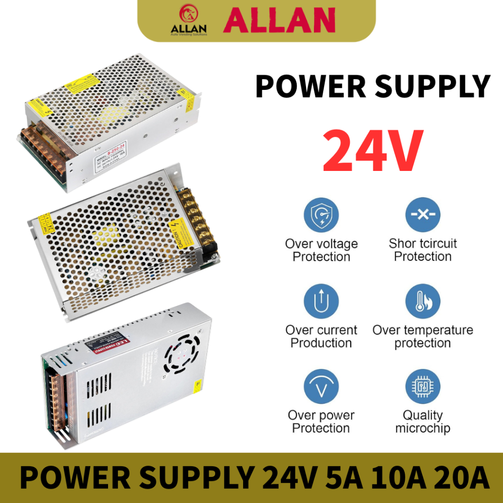 ALLAN 24V 5A 10A 20A Power Supply AC/DC Adapter Universal Regulated ...