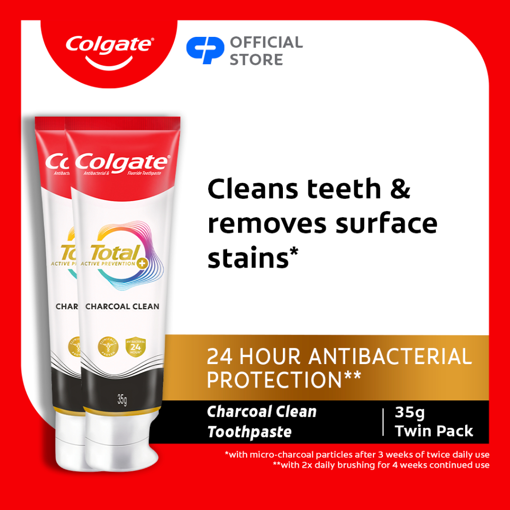 Colgate Total Charcoal Clean Antibacterial Toothpaste, Removes Surface ...